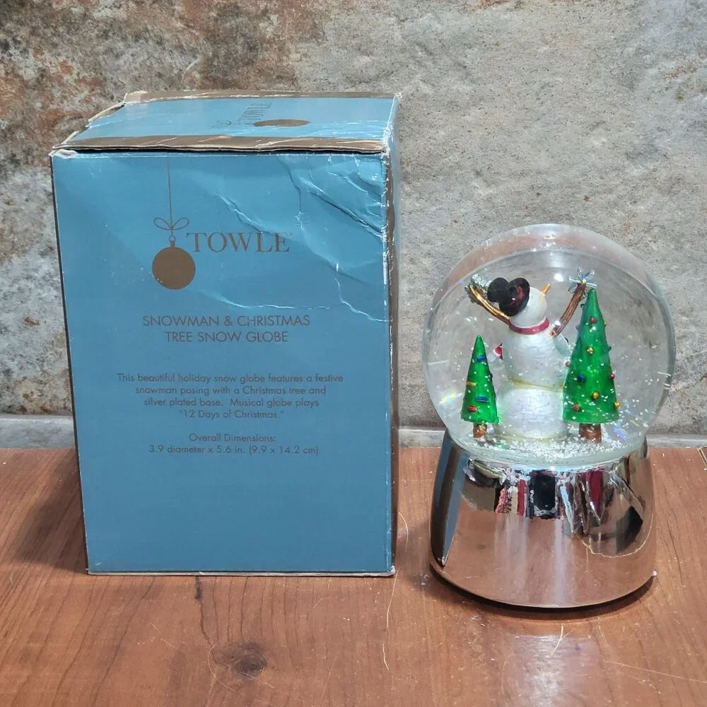 Towle Silversmiths | Accents | Towle Snowman Snowman Globe Music Box ...